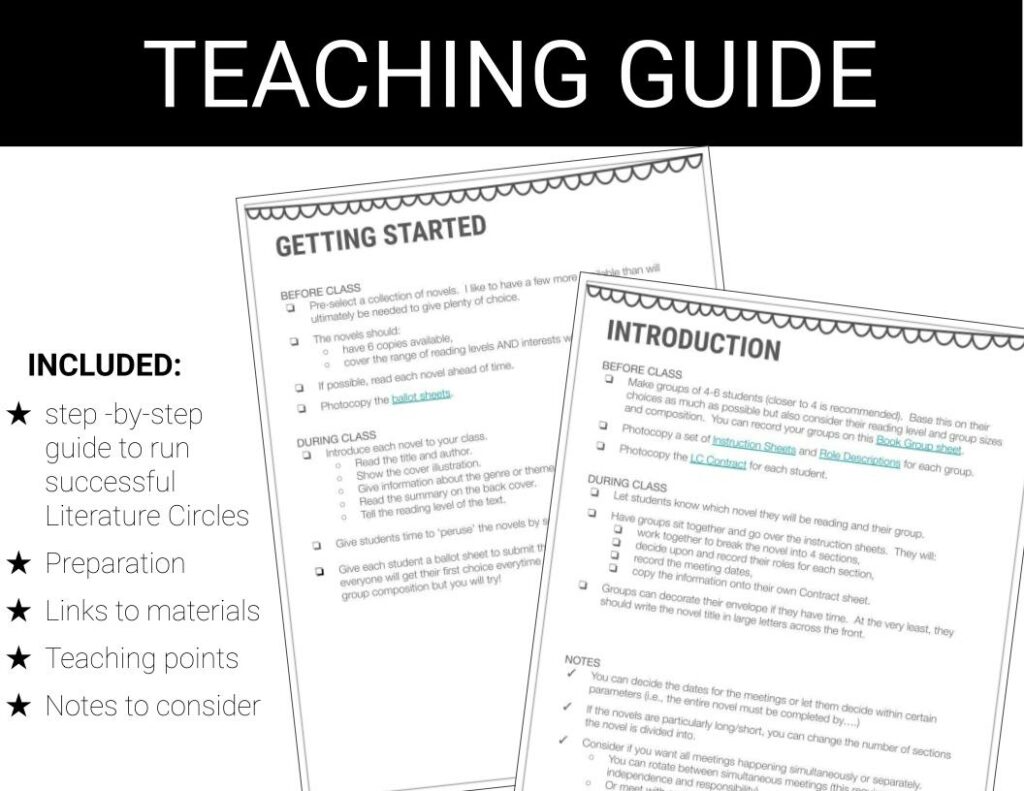 Literature Circles: Book Club Projects - Roles Instructions Journals ...