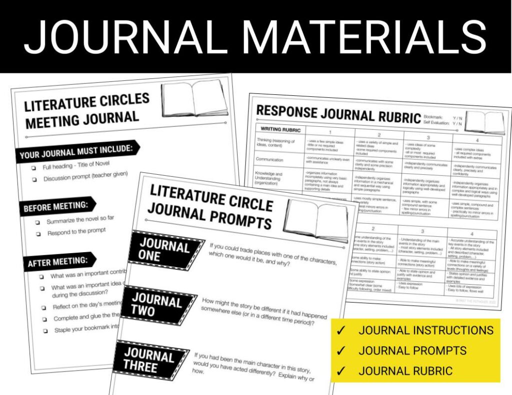 Literature Circles: Book Club Projects - Roles Instructions Journals ...