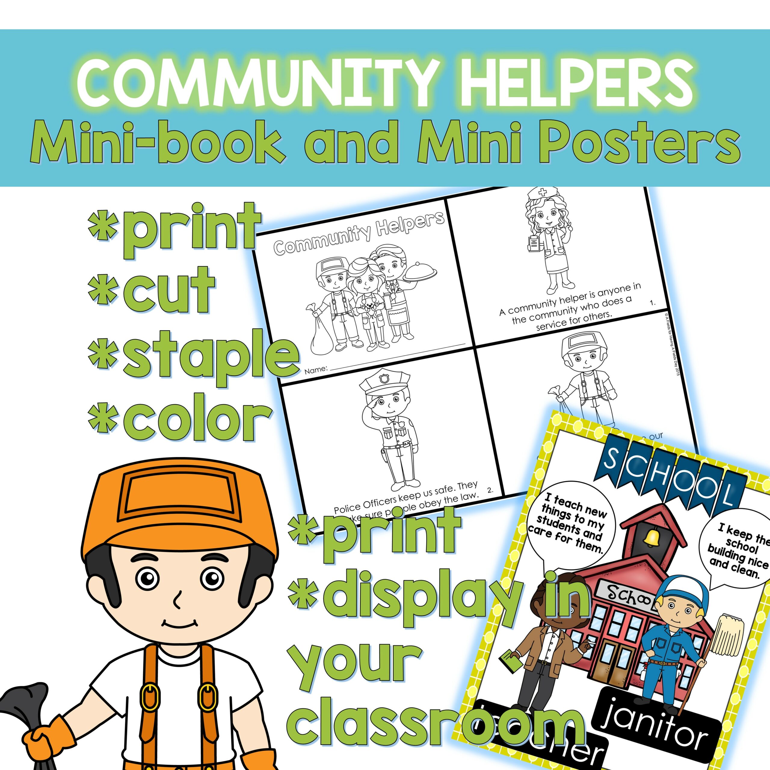 Community Helpers Mini Bundle- Mini Posters and Mini Book | Made By ...