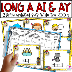 AY AI - Long A - Vowel Teams - Phonics - Write the Room | Made By Teachers