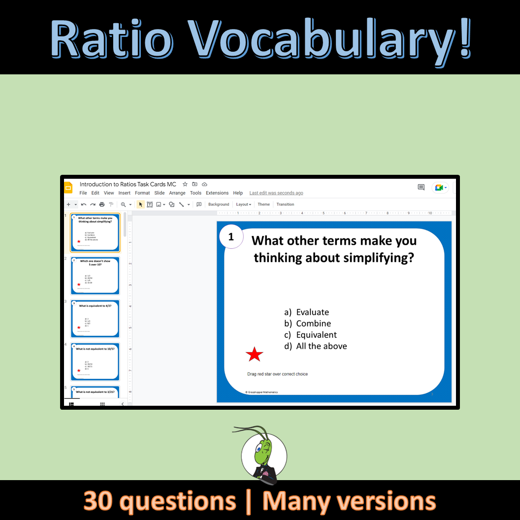 Ratio Introduction | Pre Algebra Task Cards | Printable | Google | Made ...