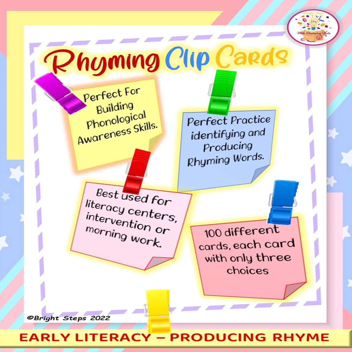 Rhyming Words! Rhyming Picture Cards Literacy Center Activity (100 ...