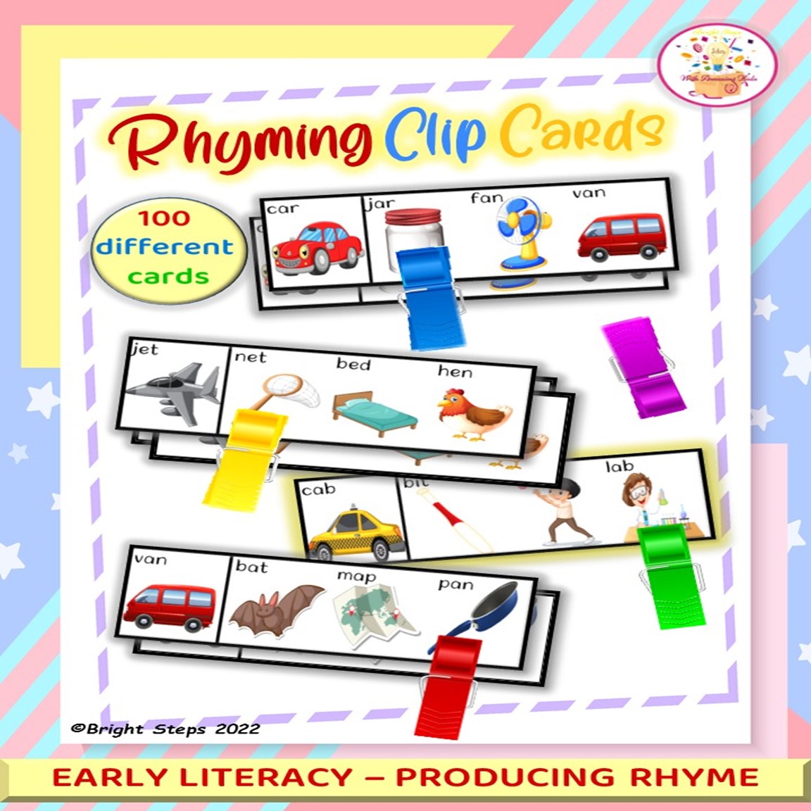 Rhyming Words! Rhyming Picture Cards Literacy Center Activity (100 ...