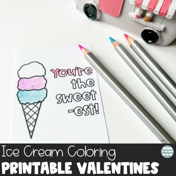 Ice Cream Coloring Valentine’s Day Cards Printable | Made By Teachers