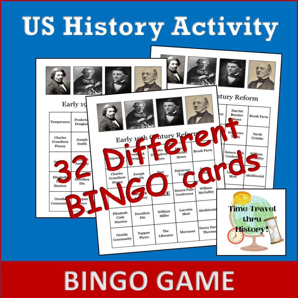 19th Century Reform in America BINGO Game Review Activity | Made By ...
