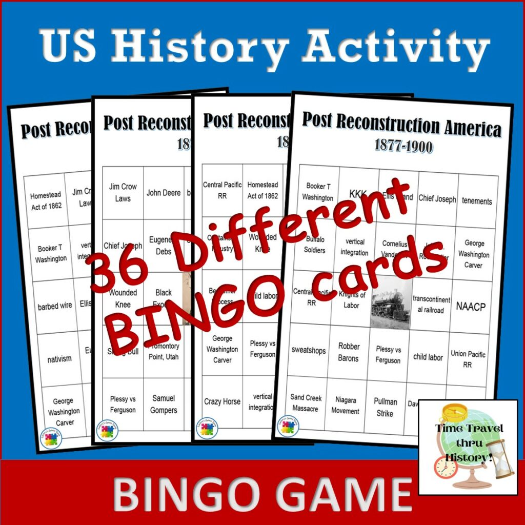 Post Reconstruction in America BINGO Review Activity | Made By Teachers