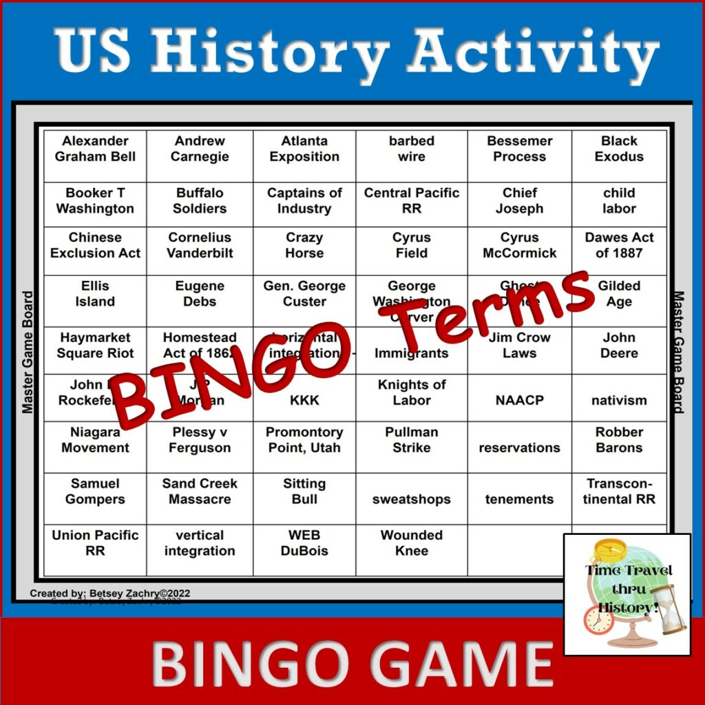 Post Reconstruction in America BINGO Review Activity | Made By Teachers