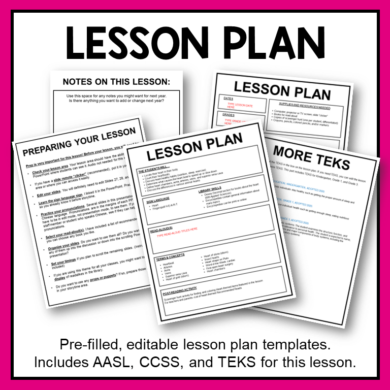 Valentines Day Library Lesson - American Heart Month - Body Systems ...