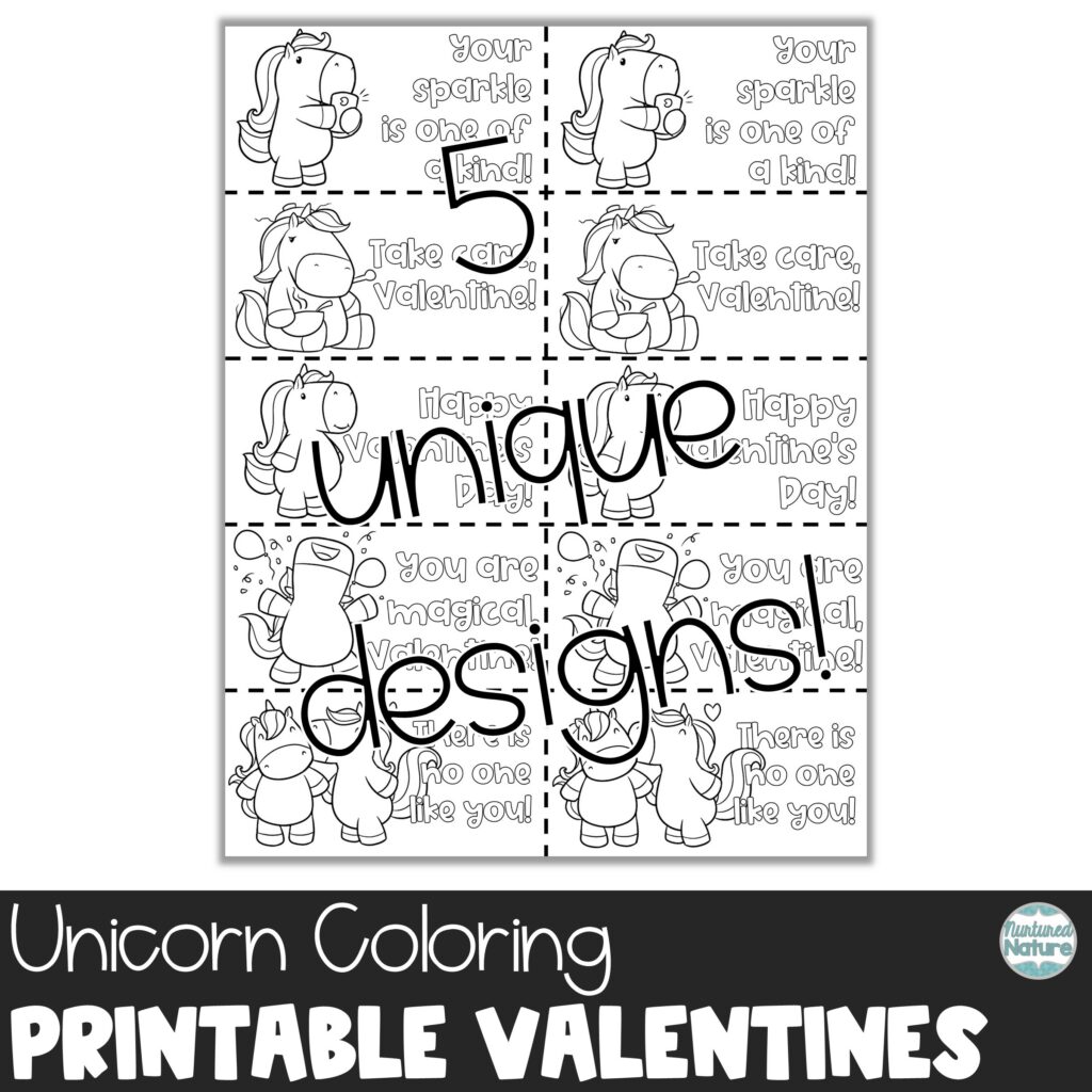 Unicorn Coloring Valentine’s Day Cards Printable | Made By Teachers