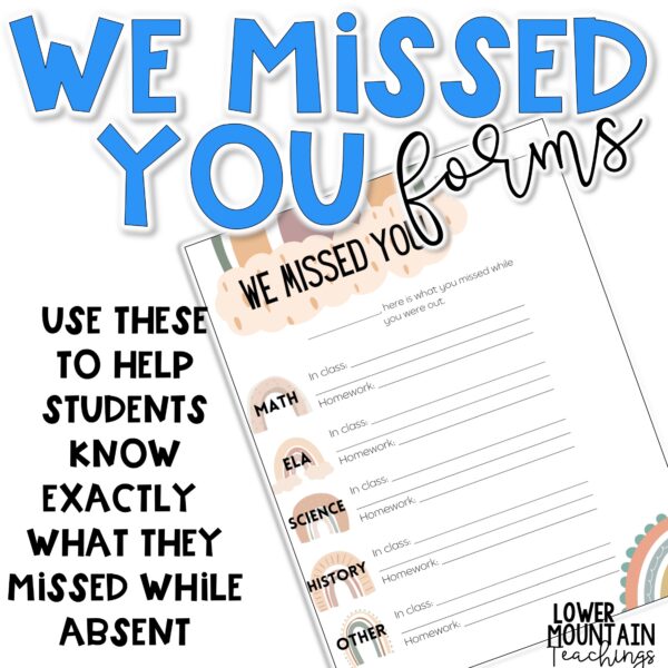 We Missed You Forms for Student Absence | Made By Teachers