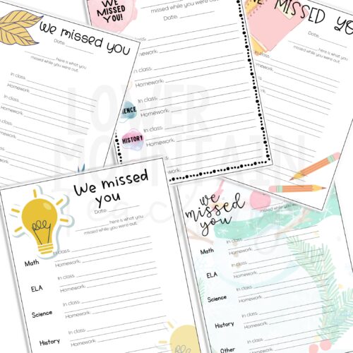 We Missed You Forms for Student Absence | Made By Teachers