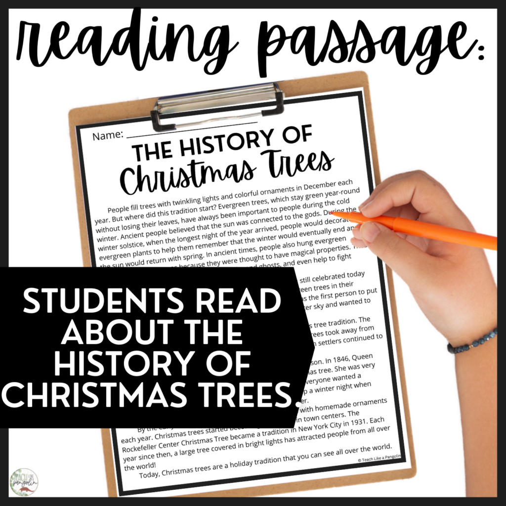 History of Christmas Trees Reading Comprehension - Christmas Color by ...