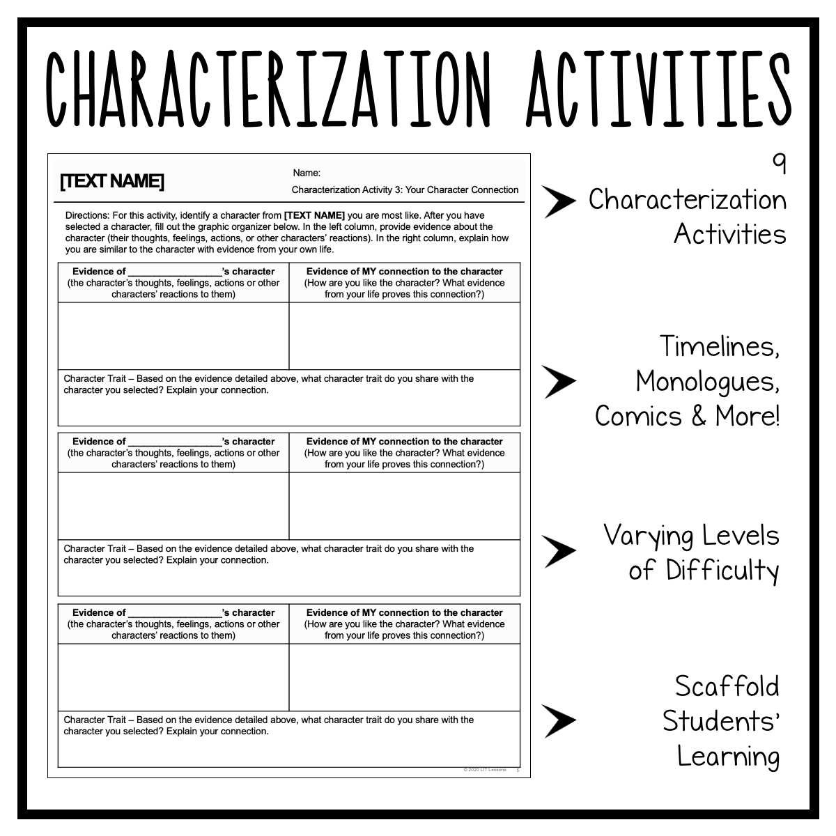 Characterization Activities Video Lesson Templates | Made By Teachers