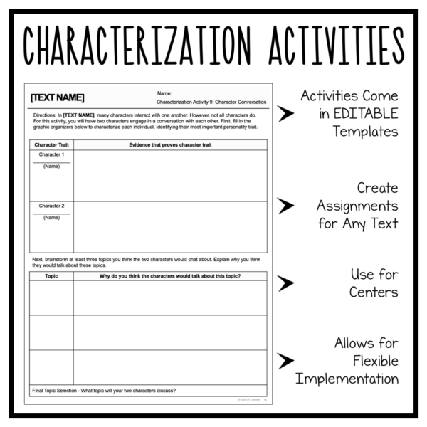 Characterization Activities Video Lesson Templates | Made By Teachers