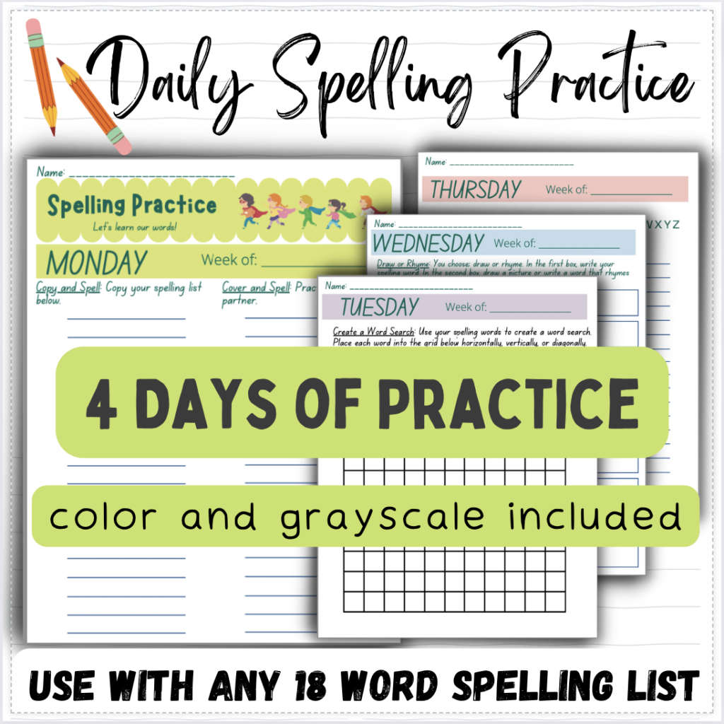 Four-Day Daily Spelling Practice: Use with Any 18-Word Spelling List ...