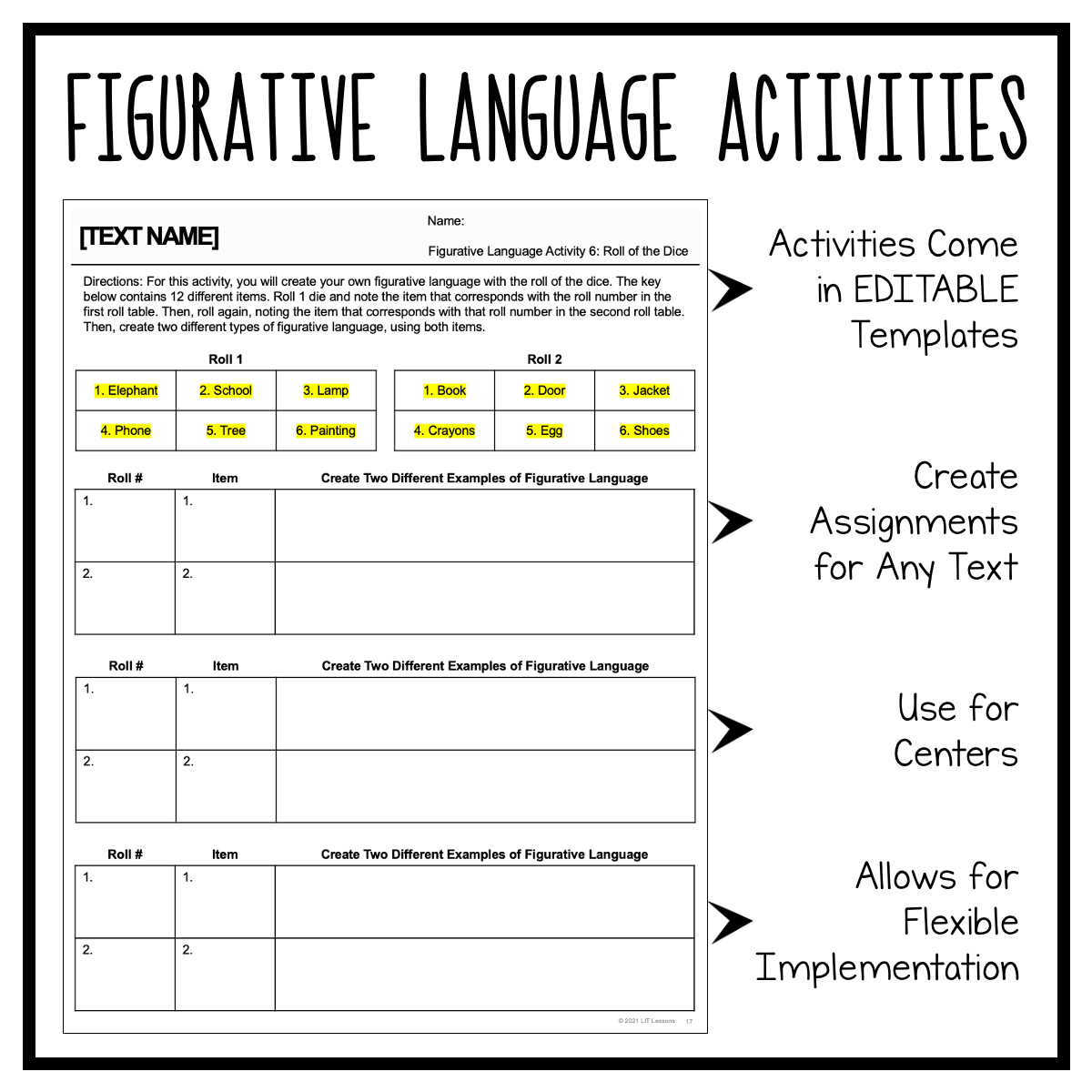 Figurative Language Activities Video Lesson Templates | Made By Teachers