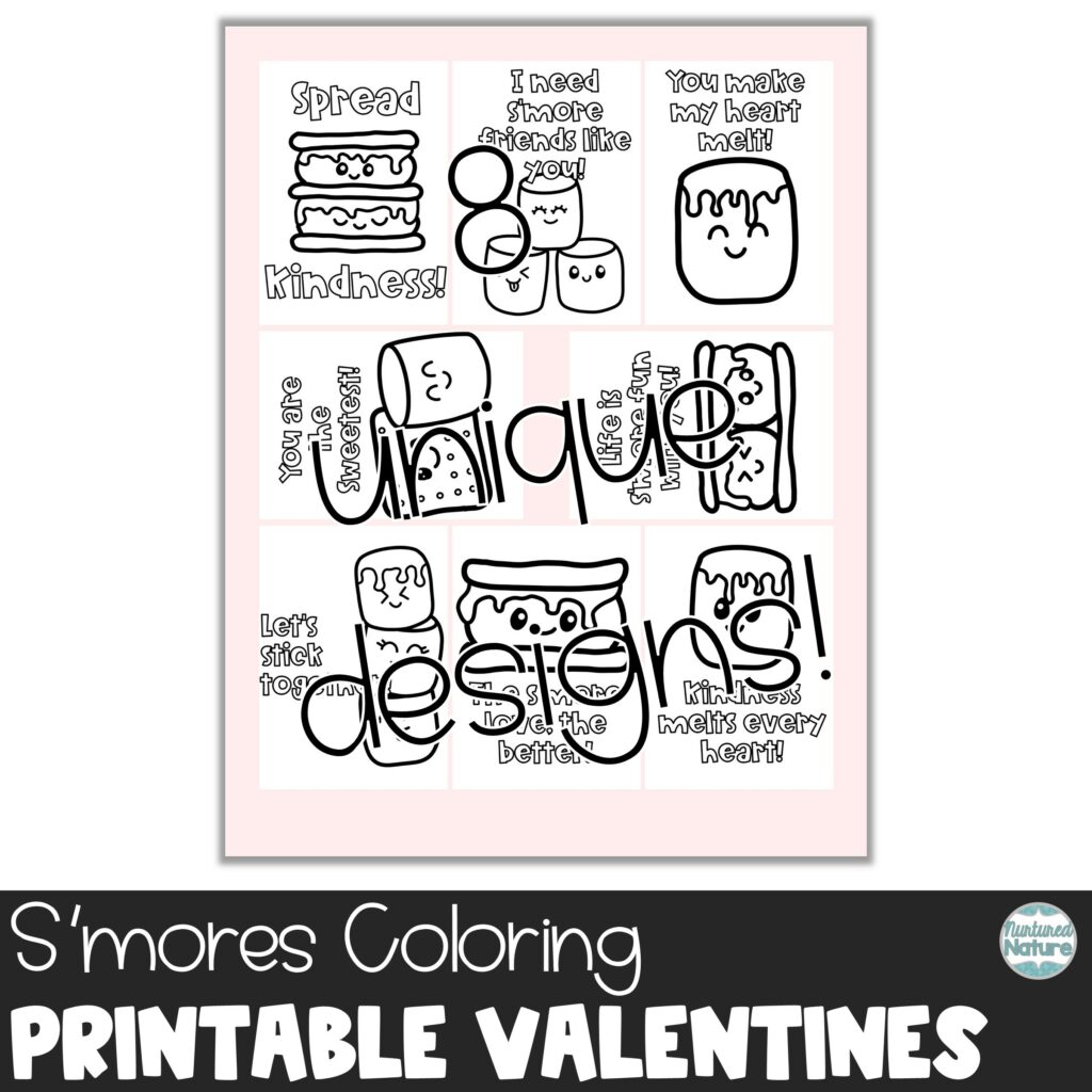 S'mores Coloring Valentine’s Day Cards Printable | Made By Teachers
