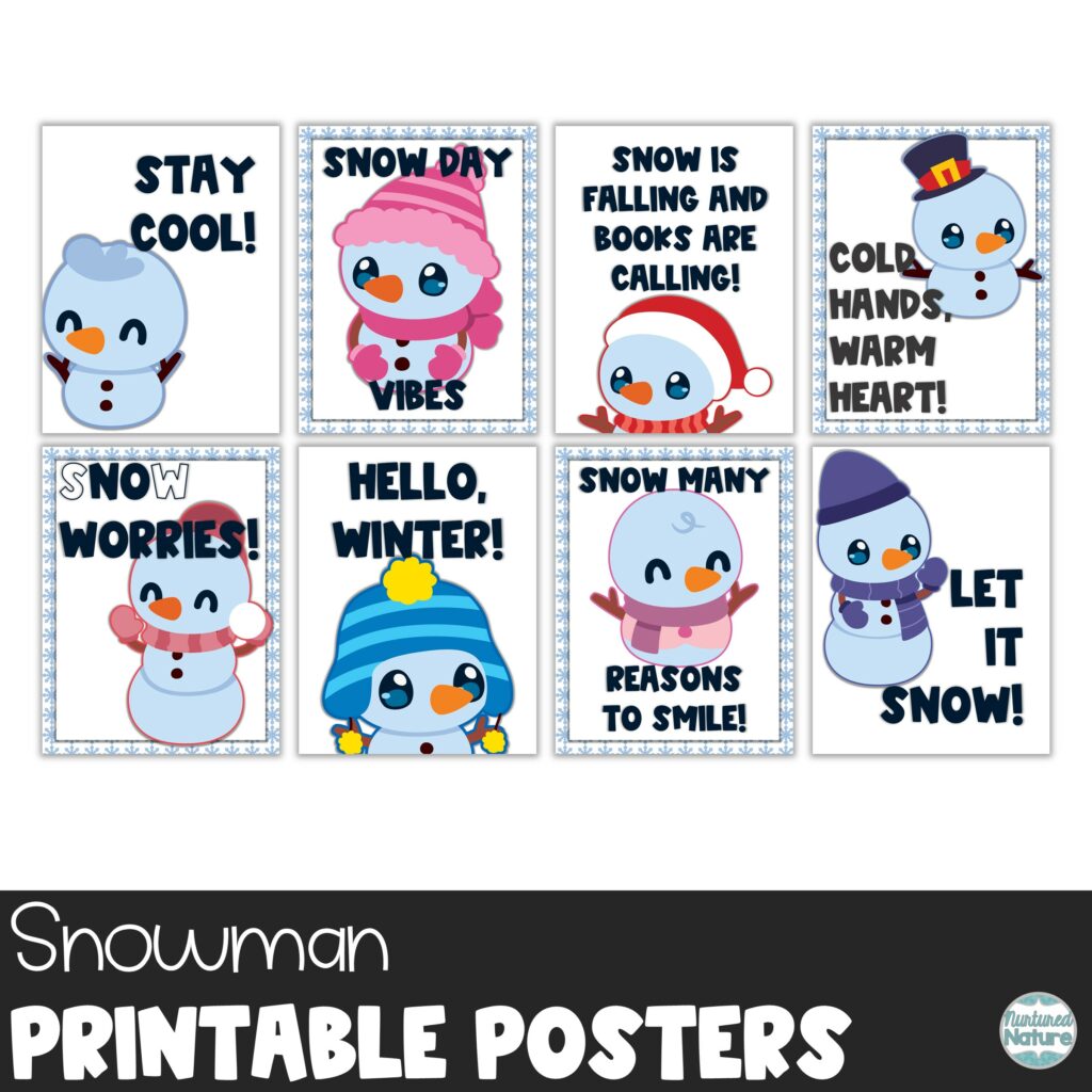 Snowman Winter Bulletin Board Posters - Easy January Classroom Decor ...