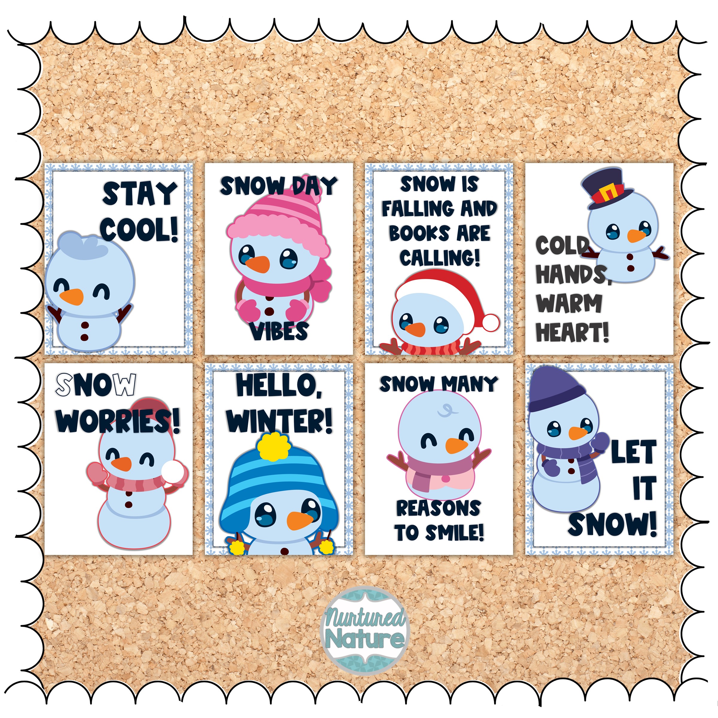 Snowman Winter Bulletin Board Posters - Easy January Classroom Decor ...