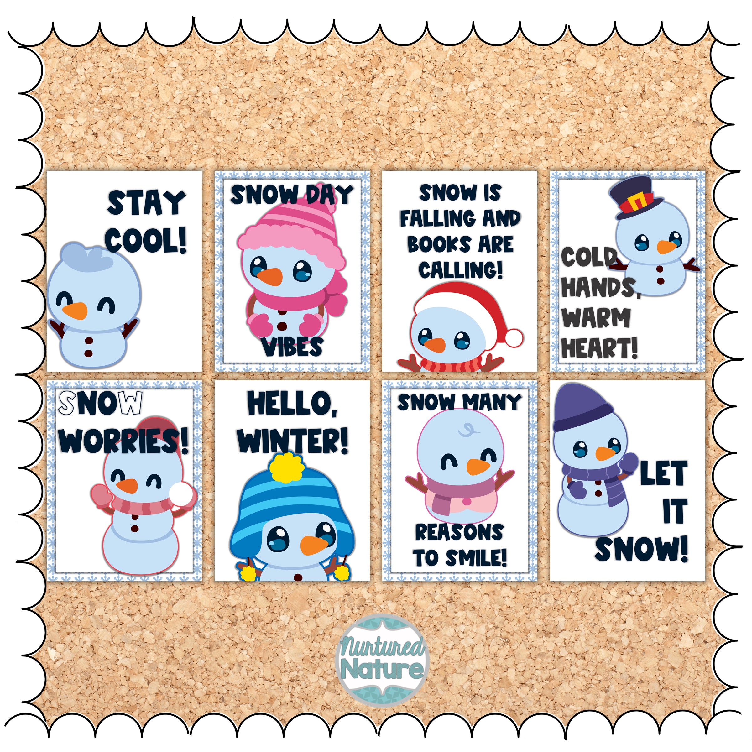 Snowman Winter Bulletin Board Posters - Easy January Classroom Decor ...