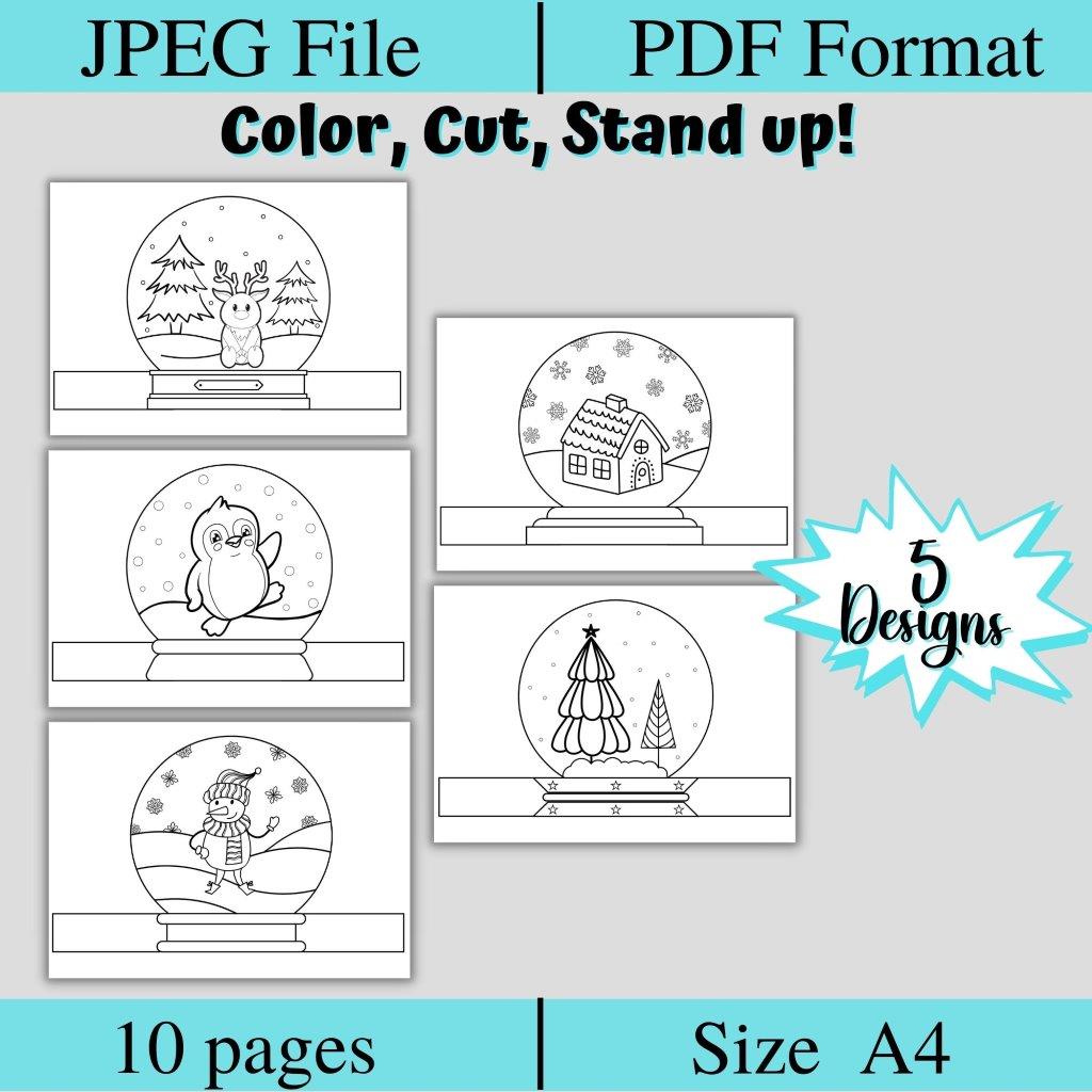 Snow Globe Template | Snow Globe Craft | Color, Cut, Stand-up | Made By ...