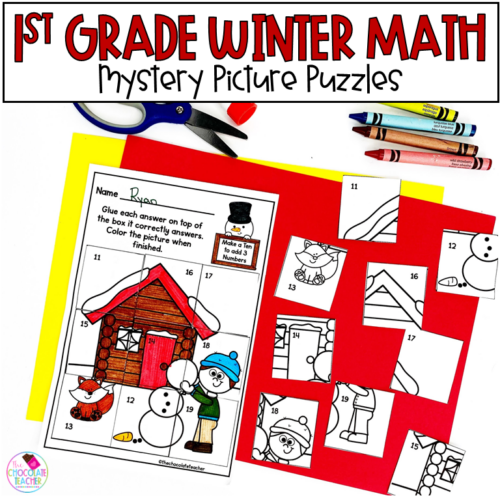 1st Grade Math - Winter Worksheets - Mystery Picture Puzzles | Made By ...