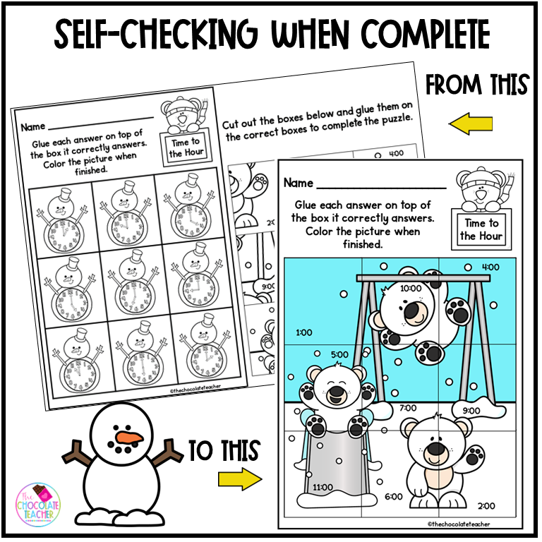 1st Grade Math - Winter Worksheets - Mystery Picture Puzzles | Made By ...