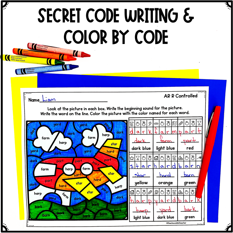 R Controlled Vowels - Phonics Worksheets - Color by Code - Secret Code ...
