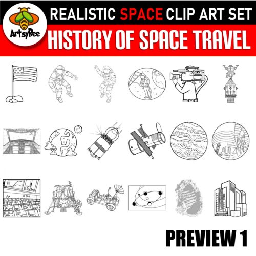 BIG BUNDLE 135 realistic clip art of Space Travel, History & Modern ...