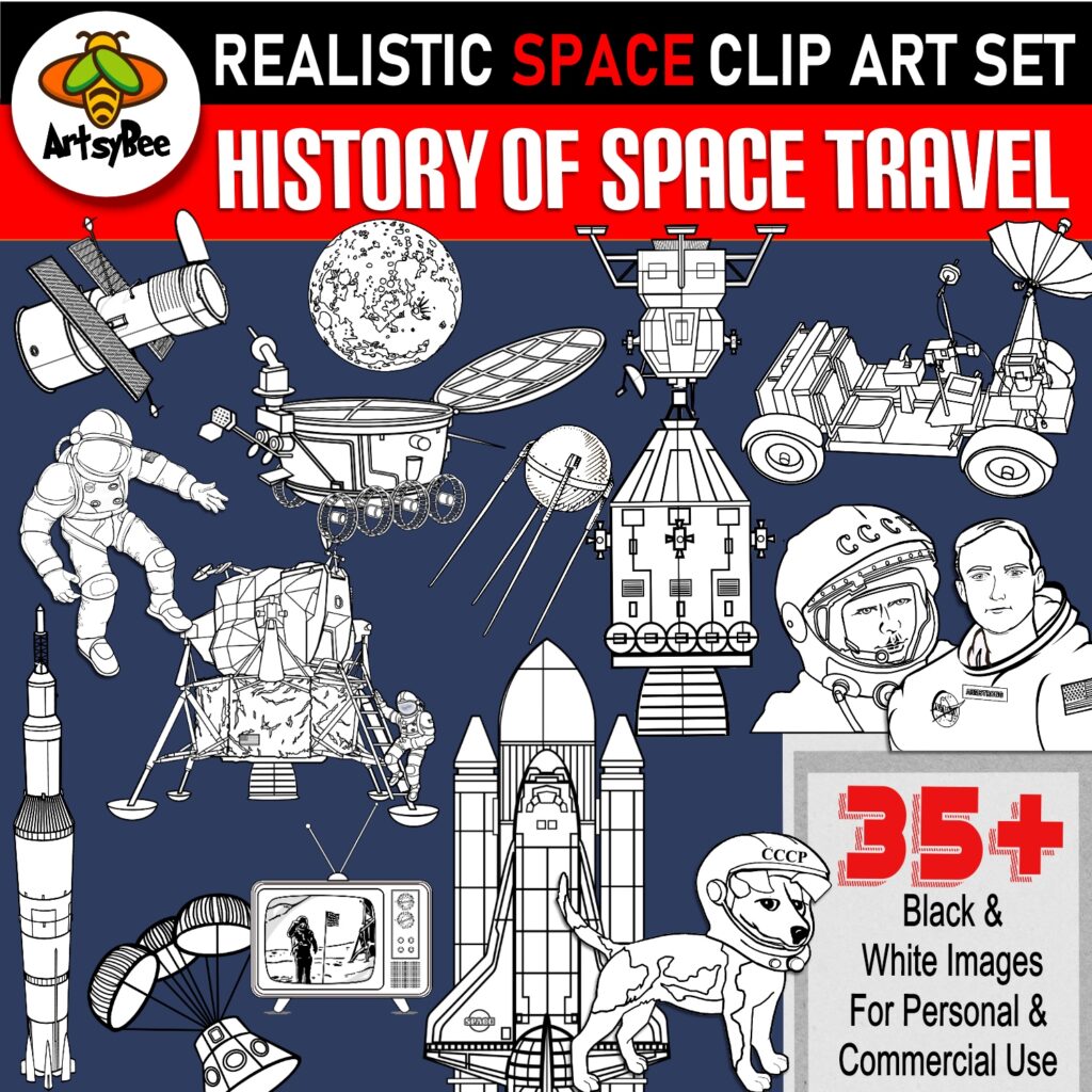 BIG BUNDLE 135 realistic clip art of Space Travel, History & Modern ...