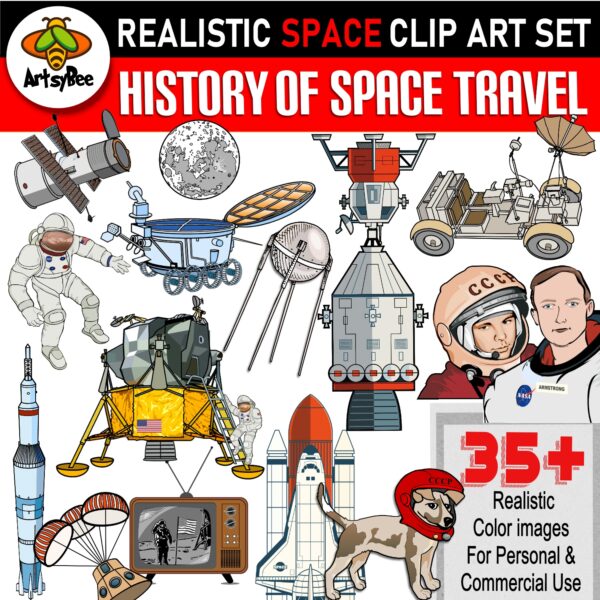 BIG BUNDLE 135 realistic clip art of Space Travel, History & Modern ...