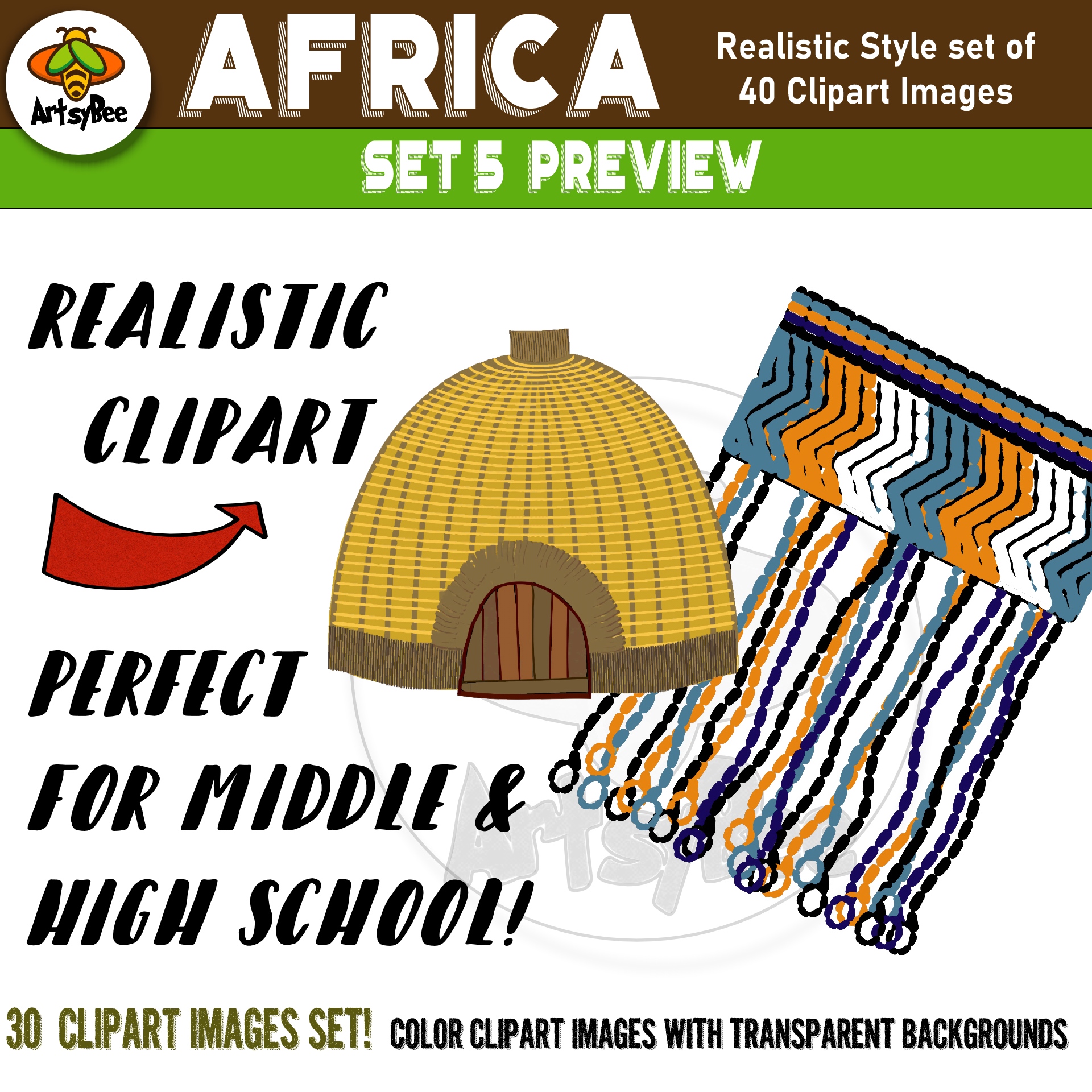 Traditional and Ancient Africa set - 30 clipart images FREE sample ...