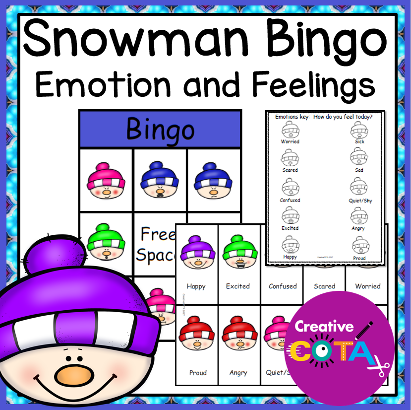 Winter Social Emotional Learning Activity Snowman Feelings Bingo | Made ...