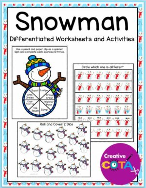 Winter Snowman Math and Writing Centers Worksheets and Activities ...