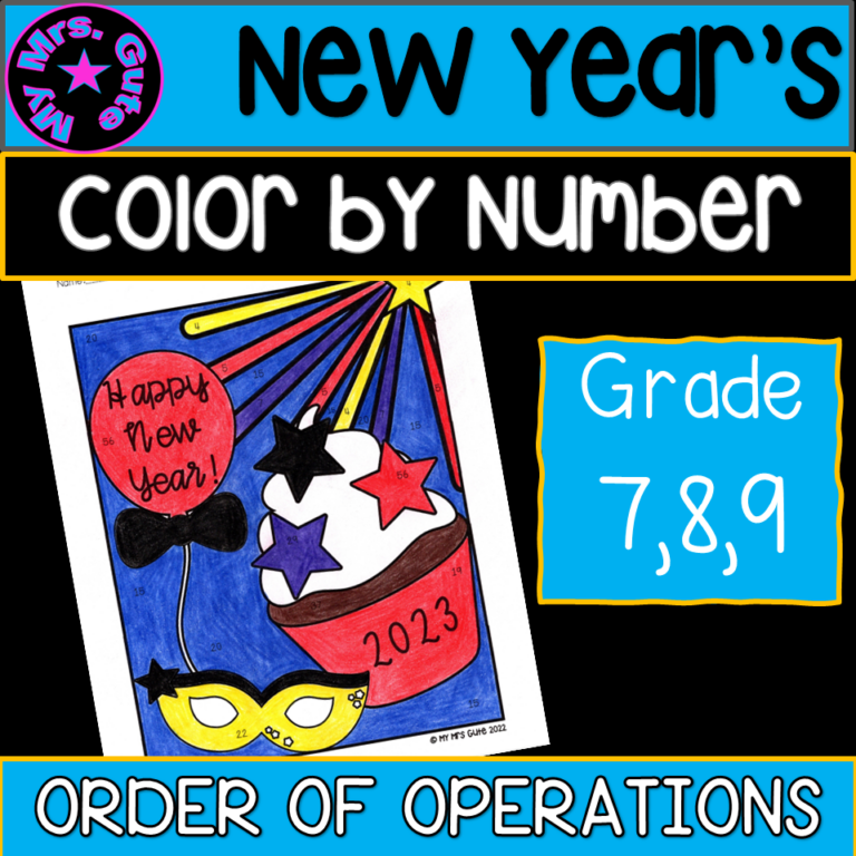 New Year Order of Operations Math Color by Number Activity | Made By ...