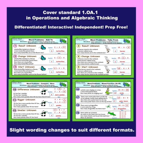 First Grade Math Word Problems 1.OA.1 | Made By Teachers