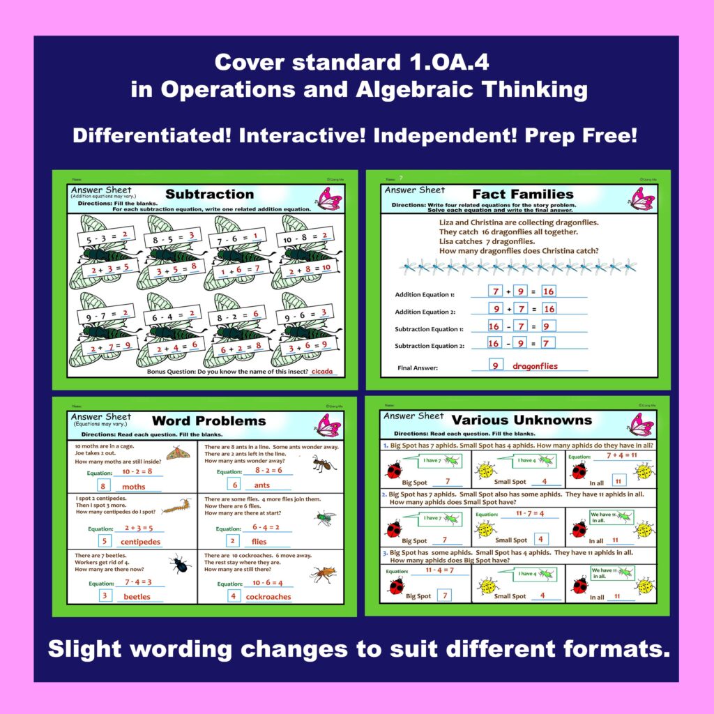 First Grade Math Subtraction 1.OA.4 | Made By Teachers