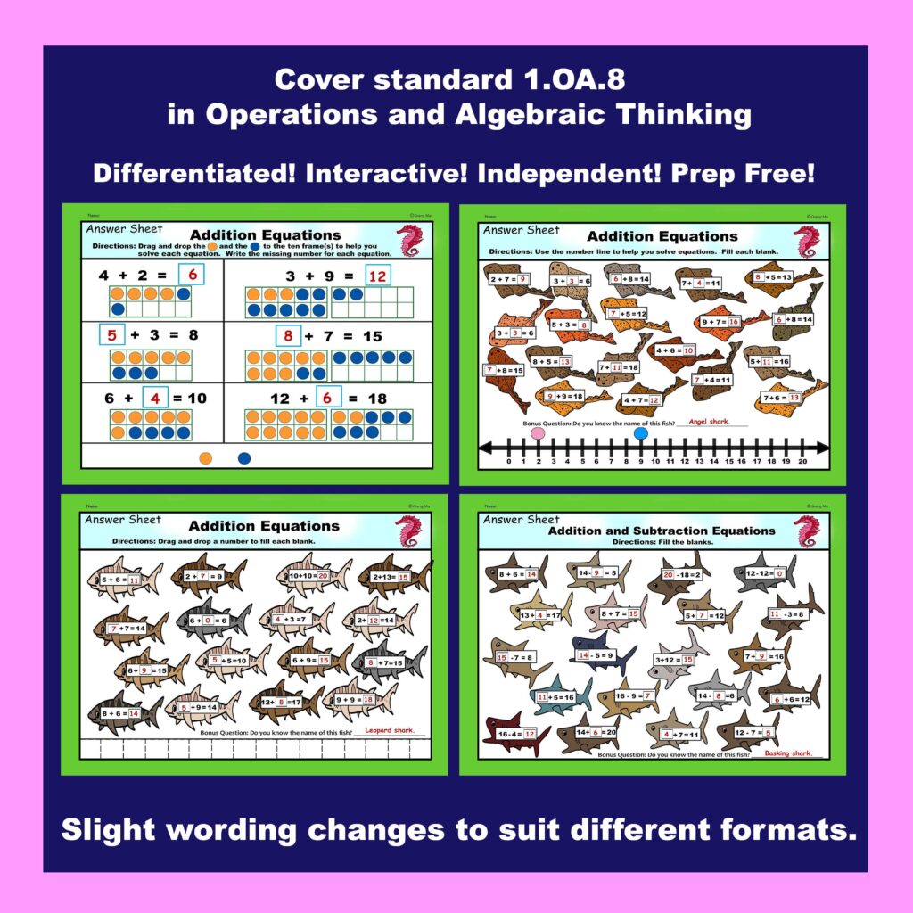 First Grade Math Unknown Numbers 1.OA.8 | Made By Teachers