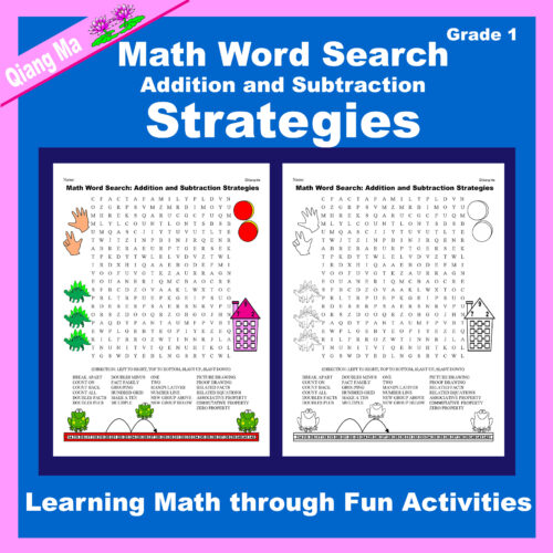Math Word Search: Addition and Subtraction Strategies (Gr 1) | Made By ...
