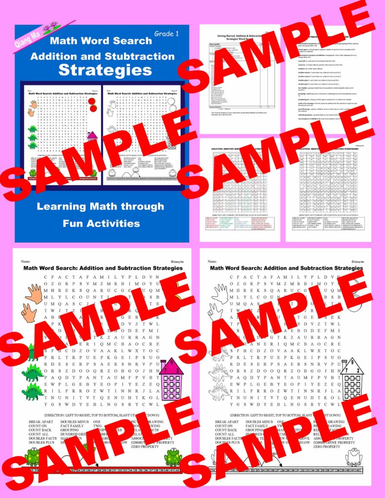 Math Word Search: Addition and Subtraction Strategies (Gr 1) - Made By ...