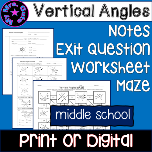 Vertical Angles Math Notes Worksheet Maze Print or Digital | Made By ...