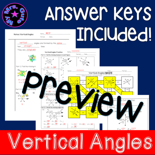 Vertical Angles Math Notes Worksheet Maze Print or Digital | Made By ...