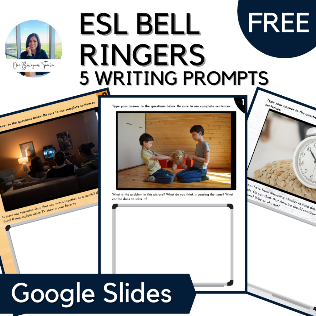 FREE ESL Bell Ringers/Journal Prompts w/Pictures | Made By Teachers