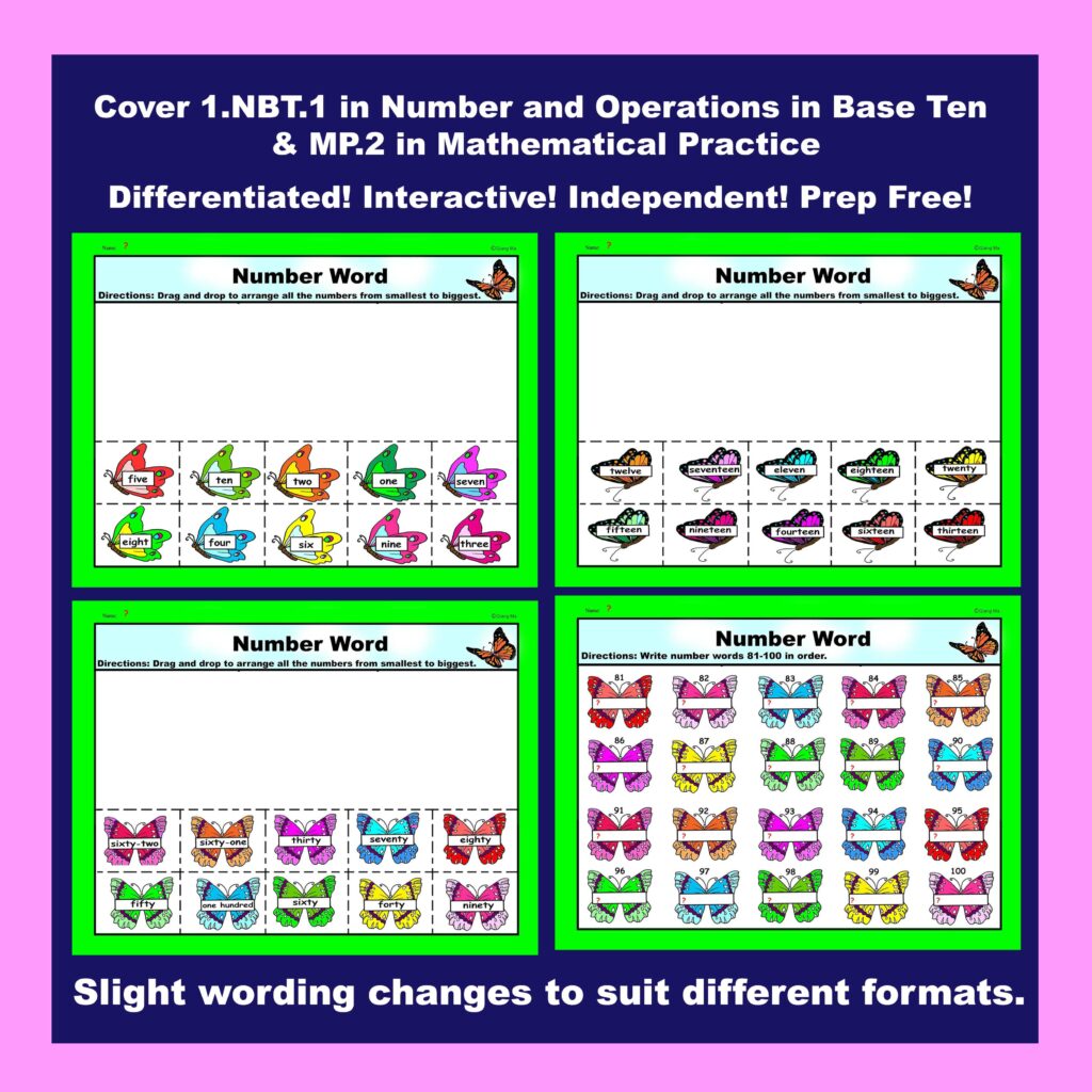 First Grade Math Number Words 1.NBT.1 | Made By Teachers