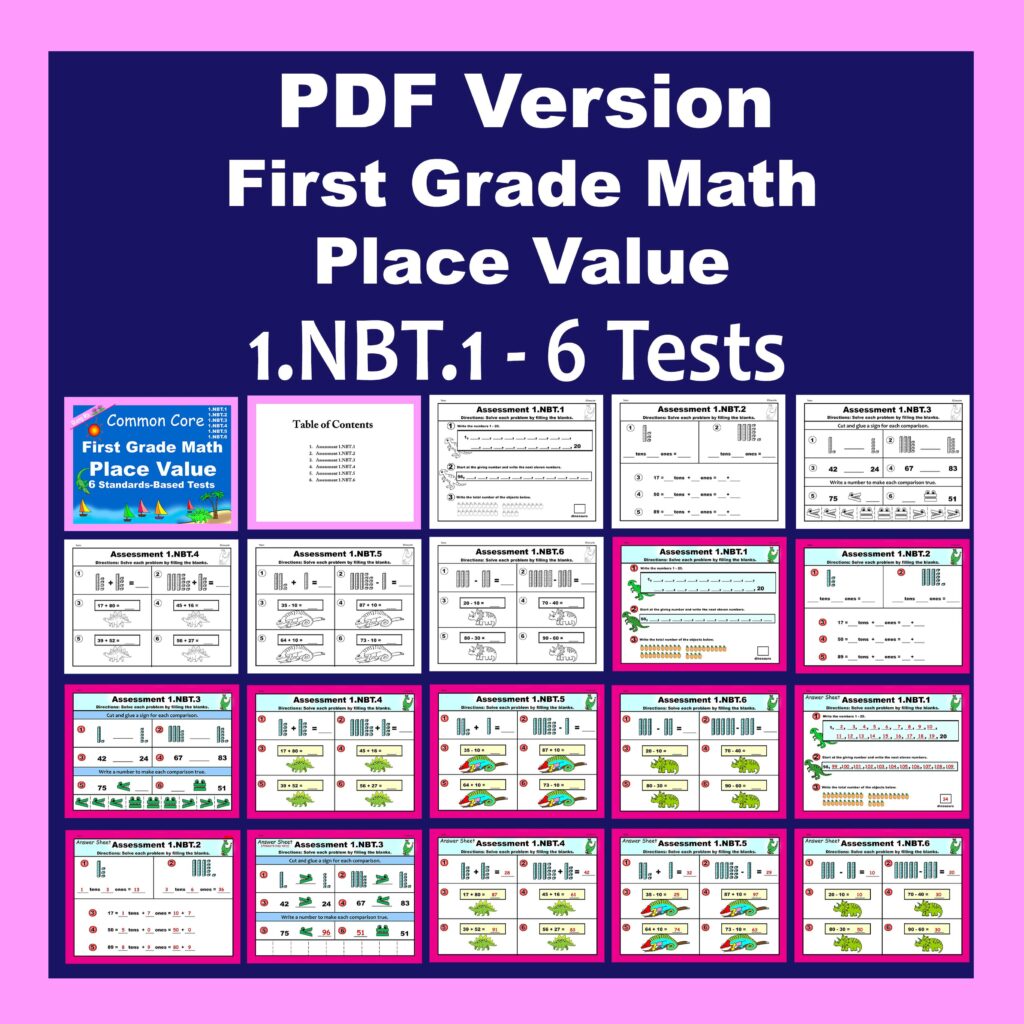 First Grade Math Place Value 1.NBT Tests | Made By Teachers