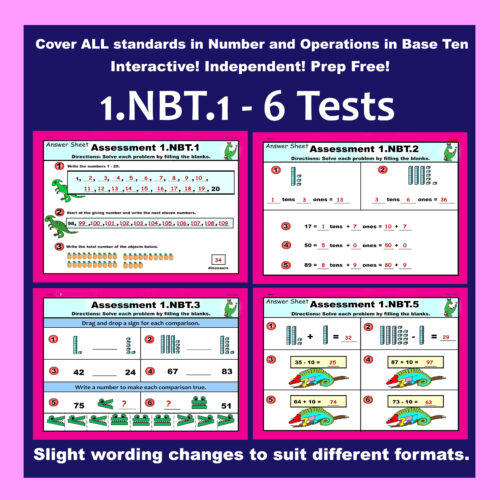 First Grade Math Place Value 1.NBT Tests | Made By Teachers