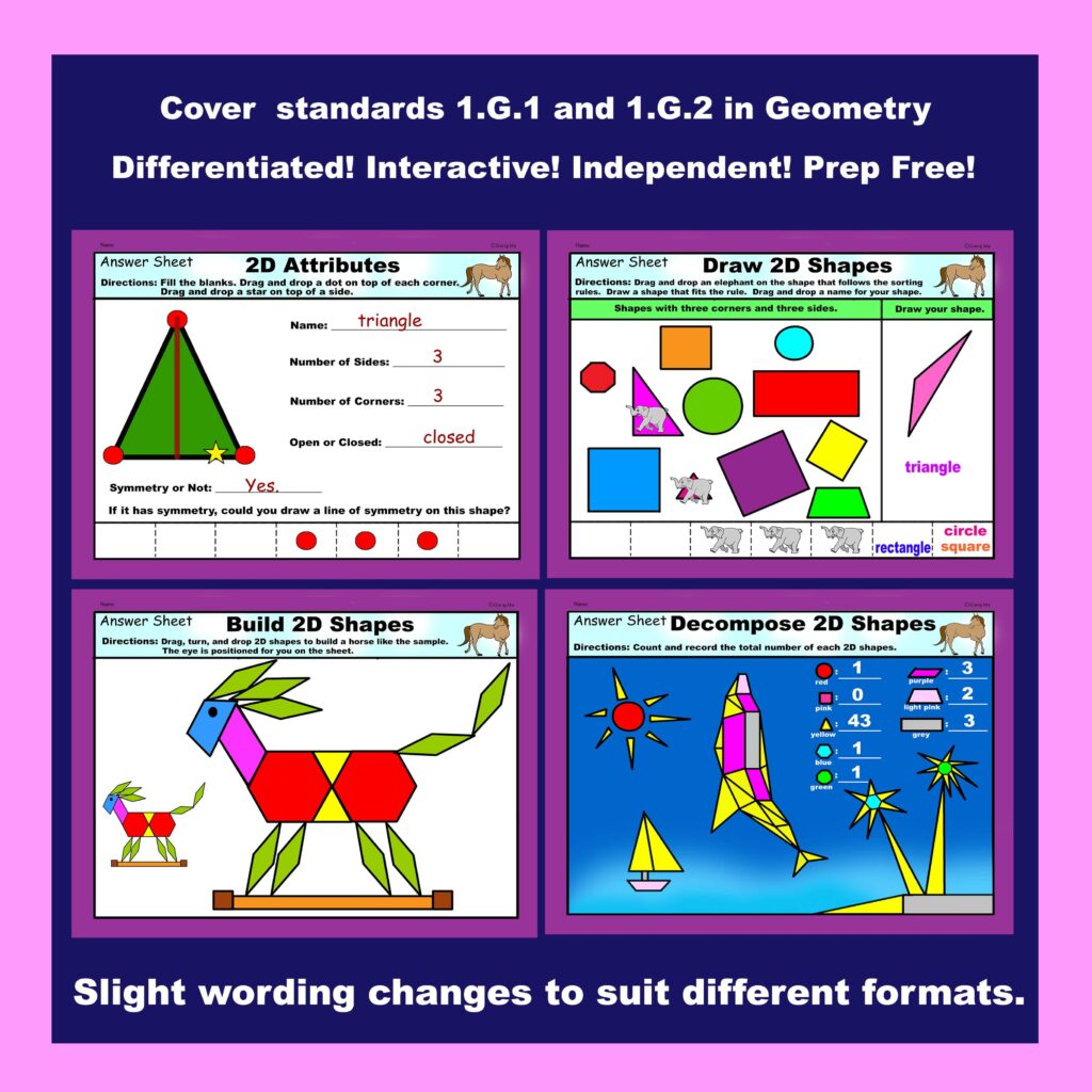 First Grade Math Geometry 2D Shapes 1.G.1-2 | Made By Teachers