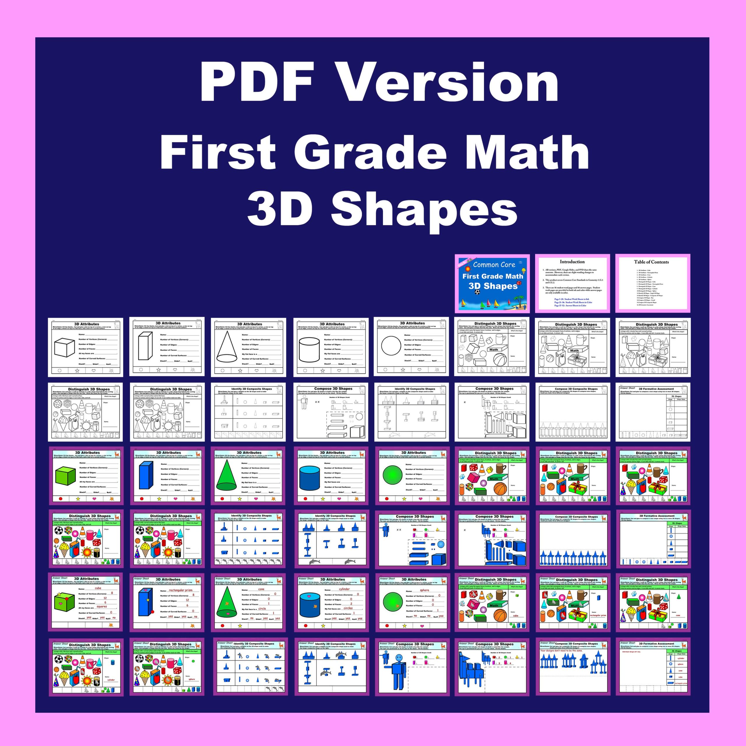 First Grade Math Geometry 3D Shapes 1.G.1-2 | Made By Teachers