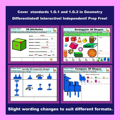 First Grade Math Geometry 3D Shapes 1.G.1-2 | Made By Teachers