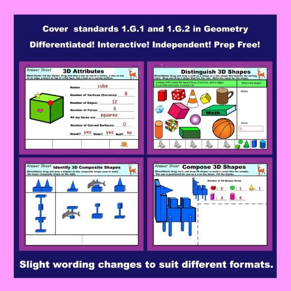 First Grade Math Geometry 3D Shapes 1.G.1-2 | Made By Teachers